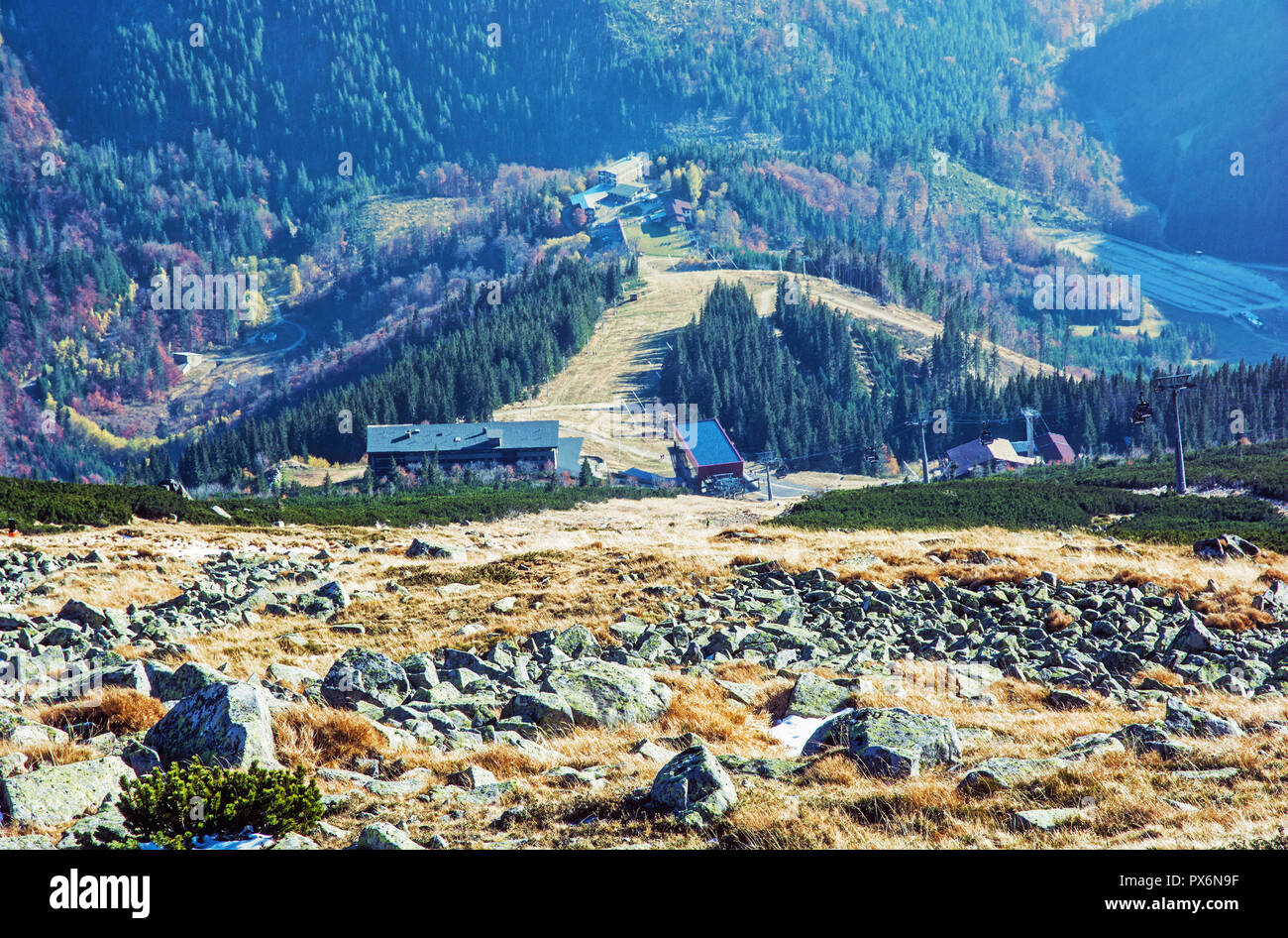 Lift station in Low Tatras mountains. Cable car to the Chopok peak ...