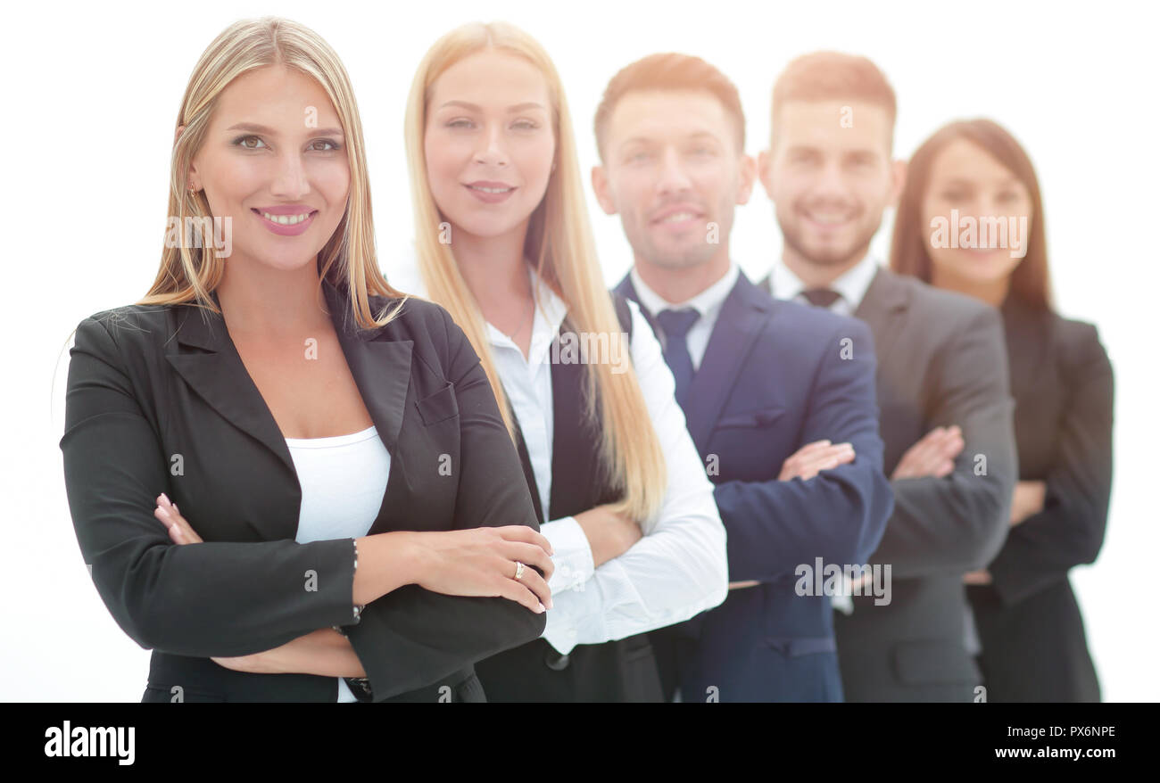 confident business team standing next to each other.isolated on white ...