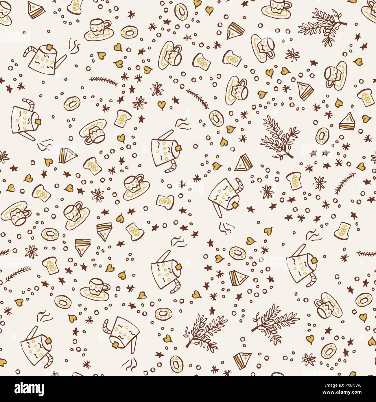 Tea time seamless pattern in beige colors Stock Vector Image & Art - Alamy