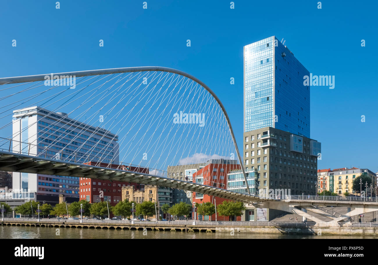 Zubizuri Bridge in Bilbao, Spain, Europe Stock Photo - Alamy