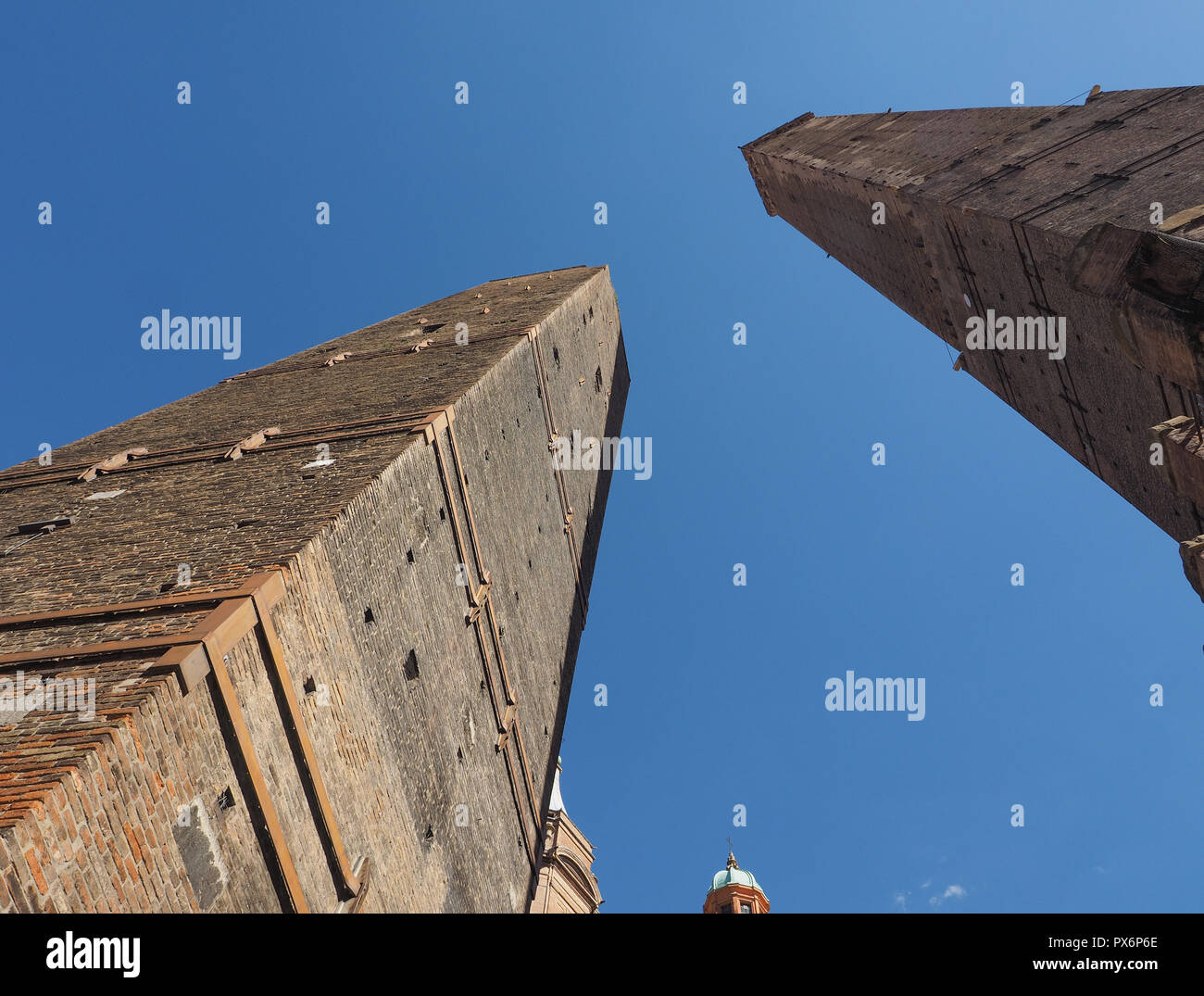 Torre Garisenda and Torre Degli Asinelli leaning towers aka Due Torri ...