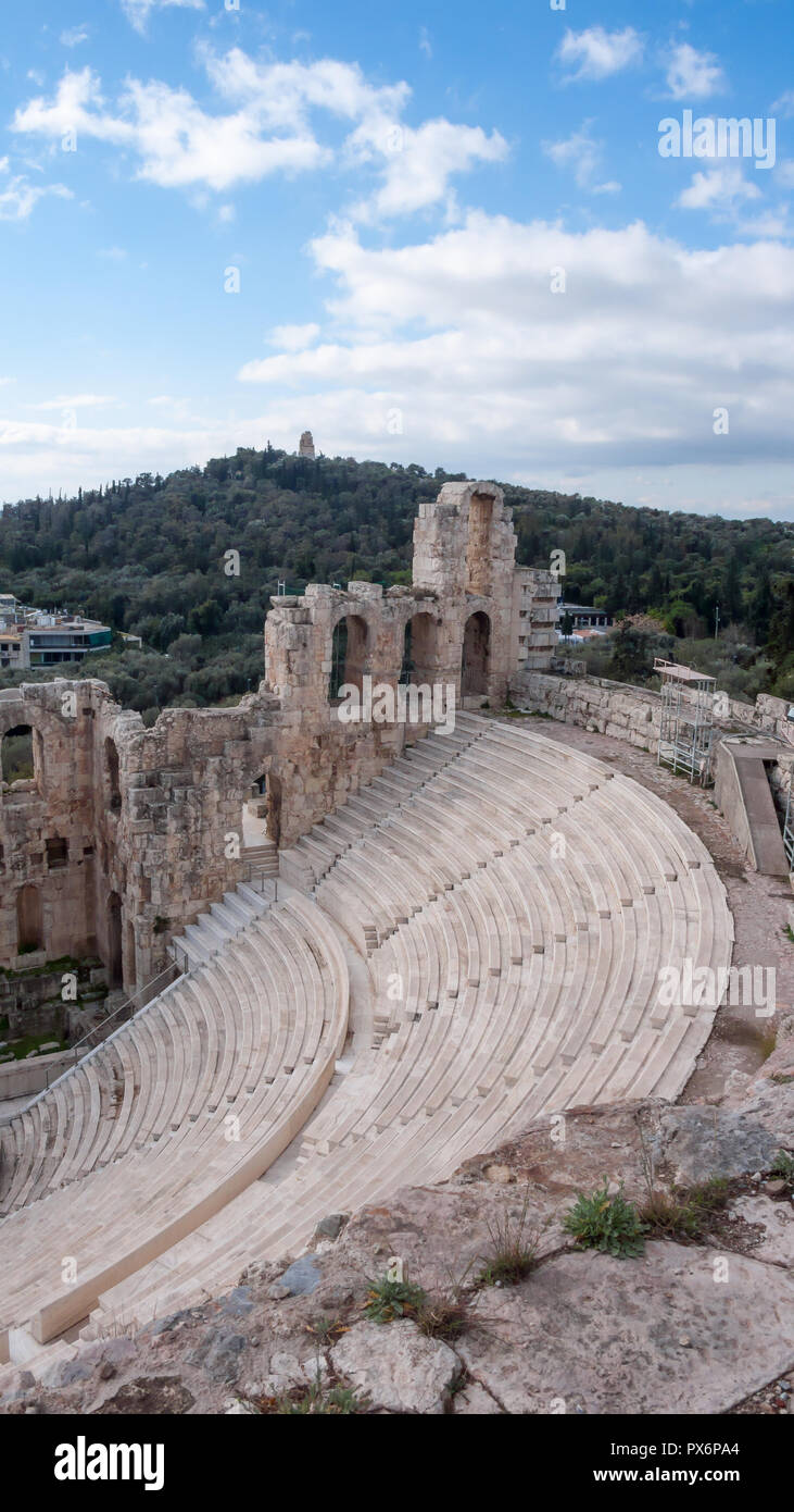 Amazing view of Odeon of Herodes Atticus in the Acropolis of Athens ...