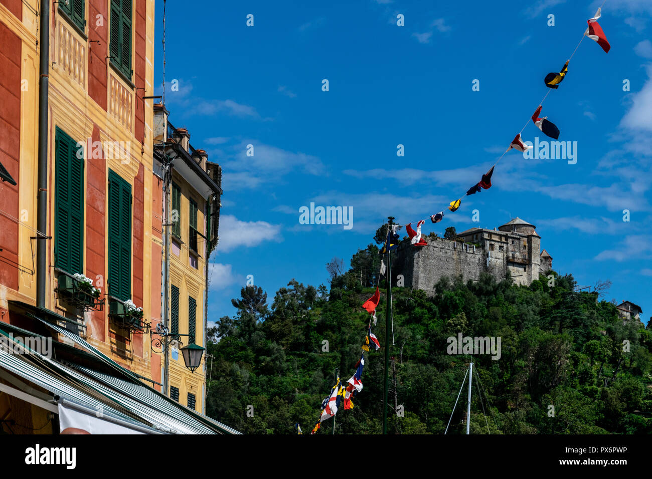 A view of Castello Brown from Portofino harbour Stock Photo - Alamy