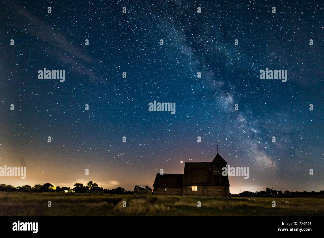 The Milky Way shines above FairChurch in Brenzett, Kent Stock Photo - Alamy