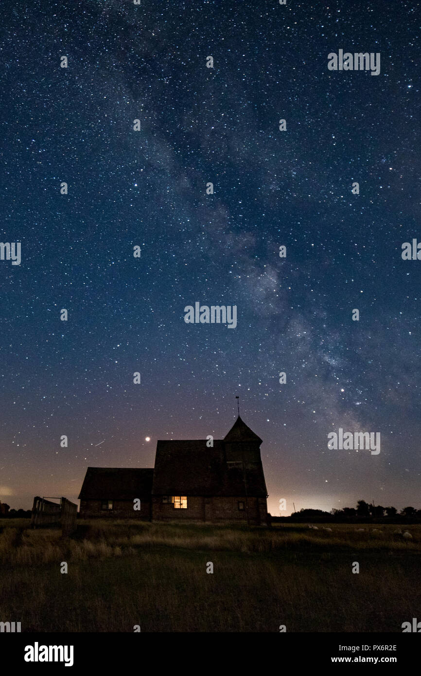 The Milky Way shines above FairChurch in Brenzett, Kent Stock Photo - Alamy