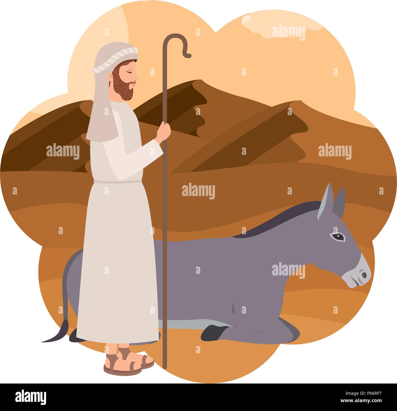 saint joseph with cane character Stock Vector Image & Art - Alamy