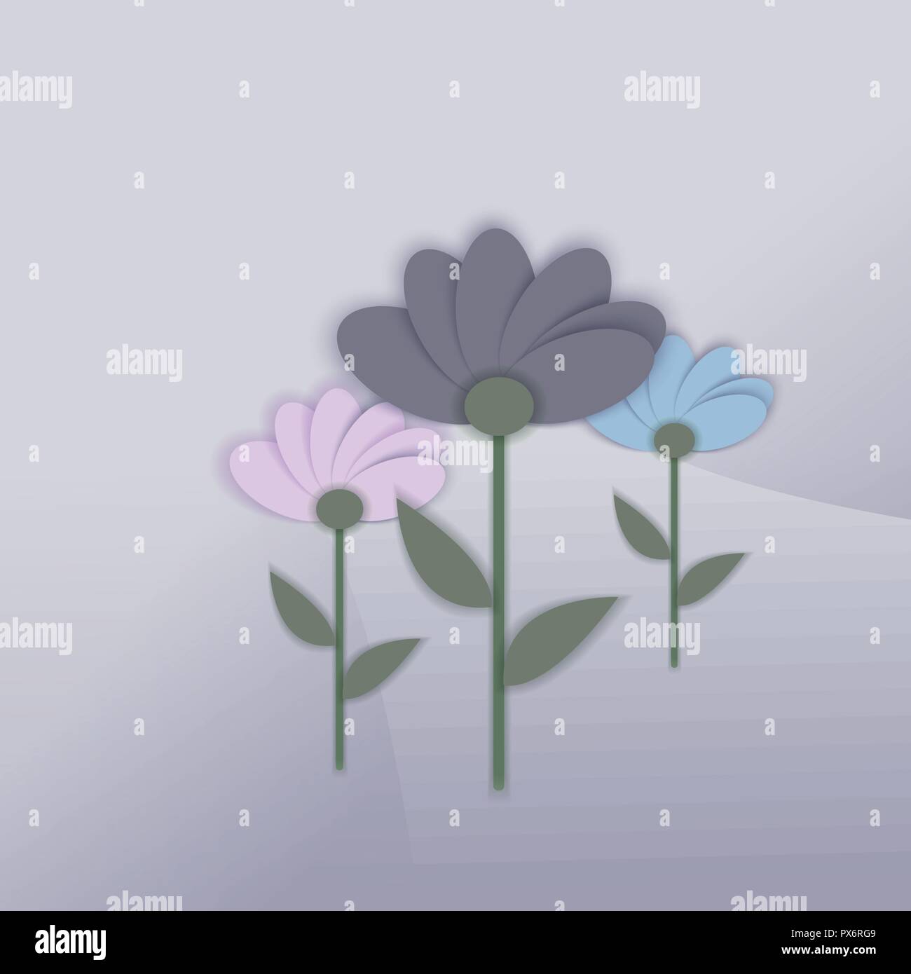 flowers with shadows on purple background Stock Vector Image & Art - Alamy