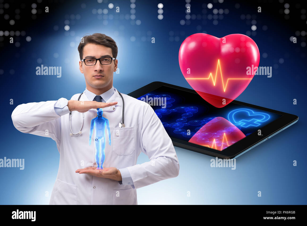 Telemedicine concept with remote monitoring of heart condition Stock ...