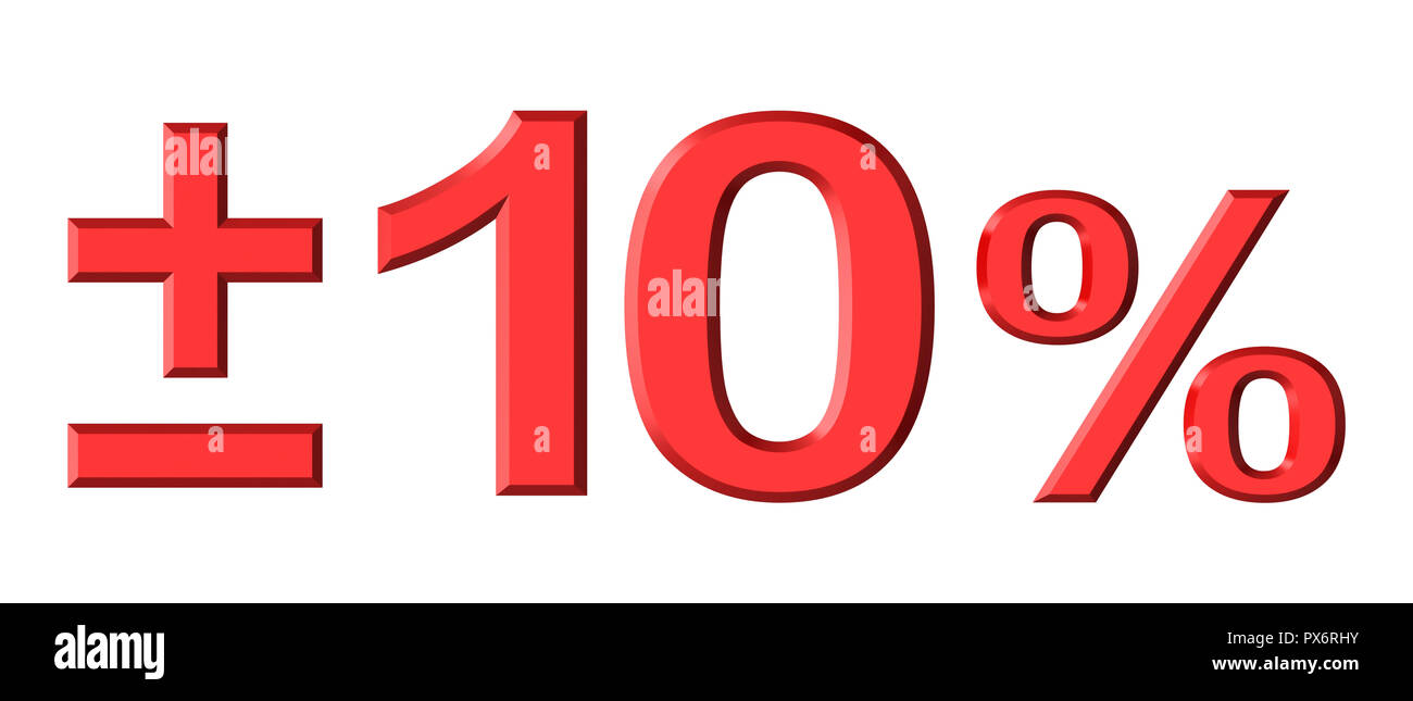 3d render of ten percent text isolated over white background Stock ...