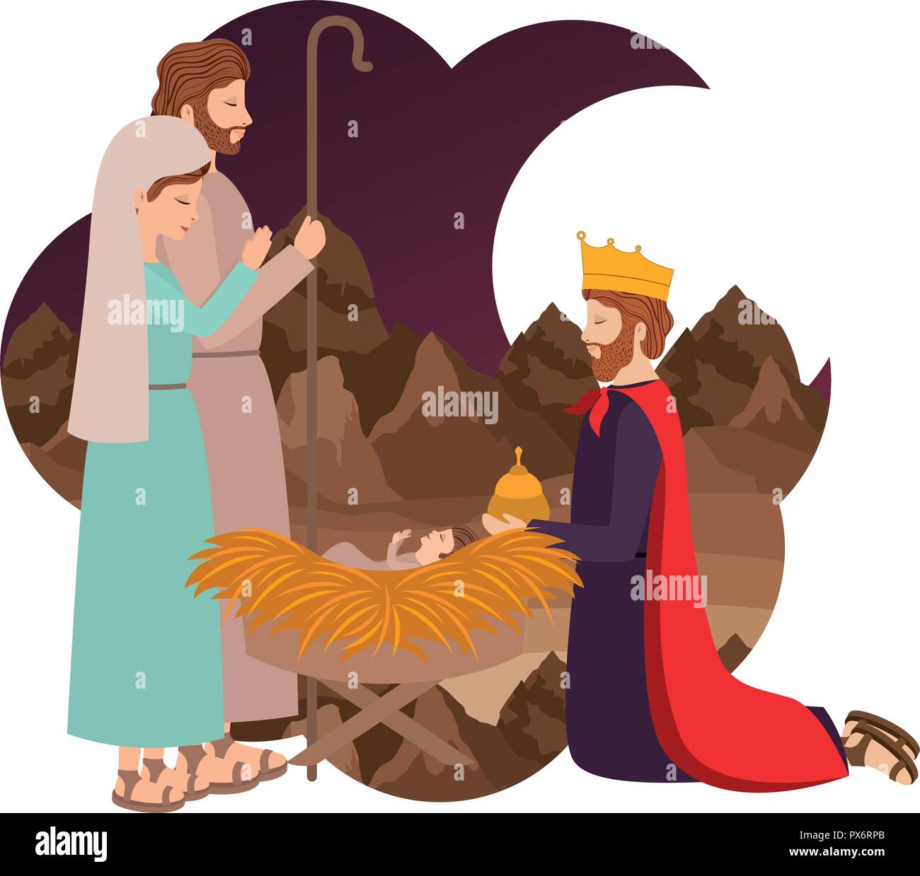 Holy family characters virgin mary Stock Vector Images - Alamy