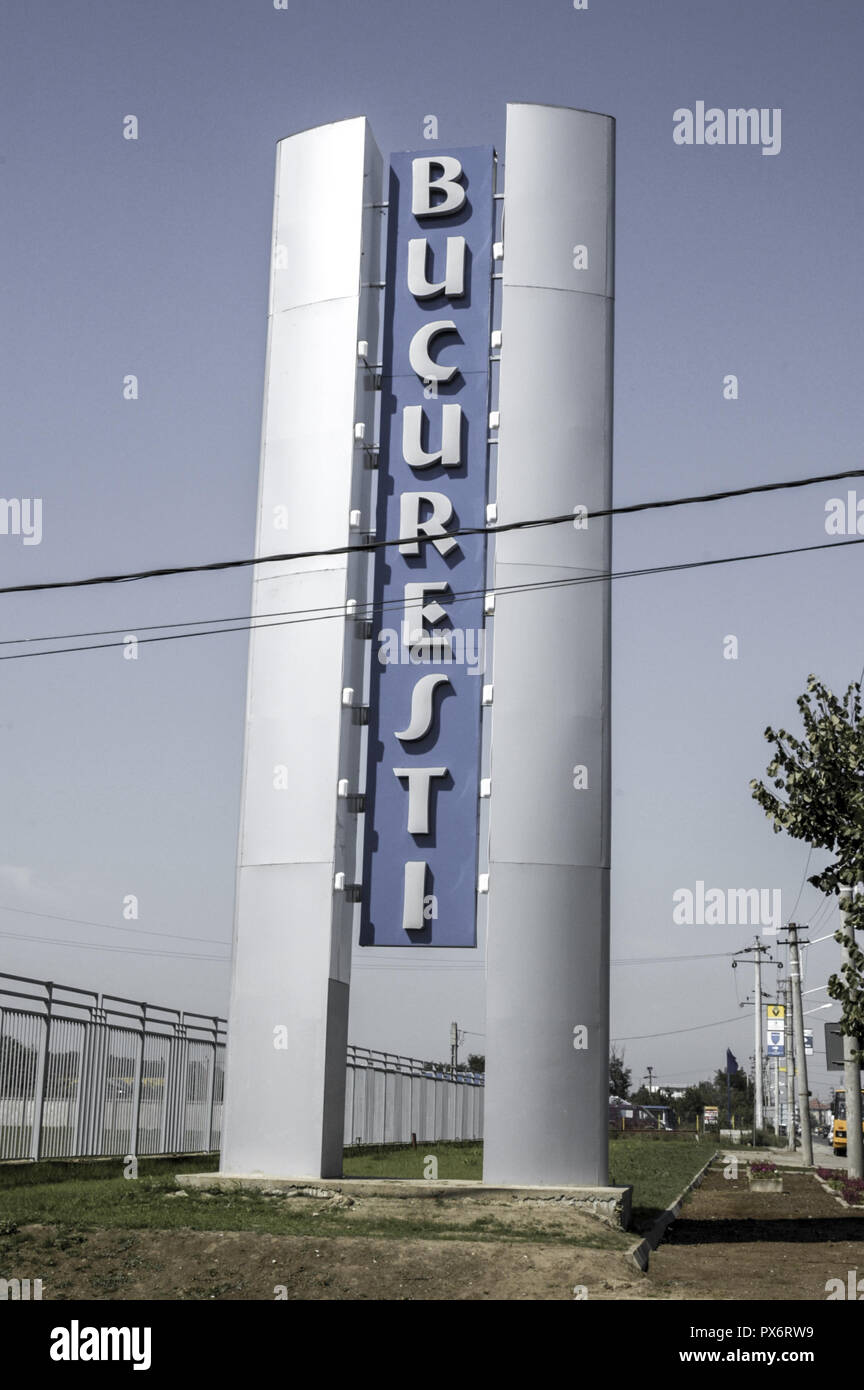Bucuresti, modern city sign Bucuresti, capital of Romania, Romania ...