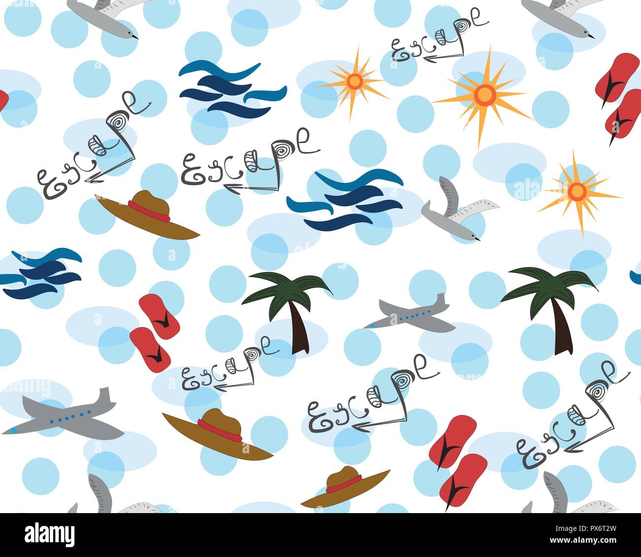 Cute holiday seamless. Summer escape. Vector illustration of fun ...