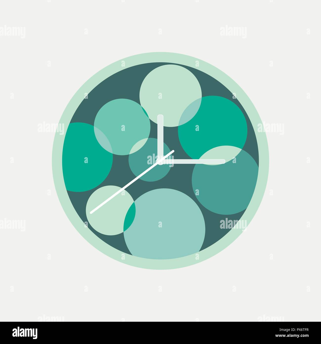 Stylish round green wall clock isolated . Vector illustration Stock ...