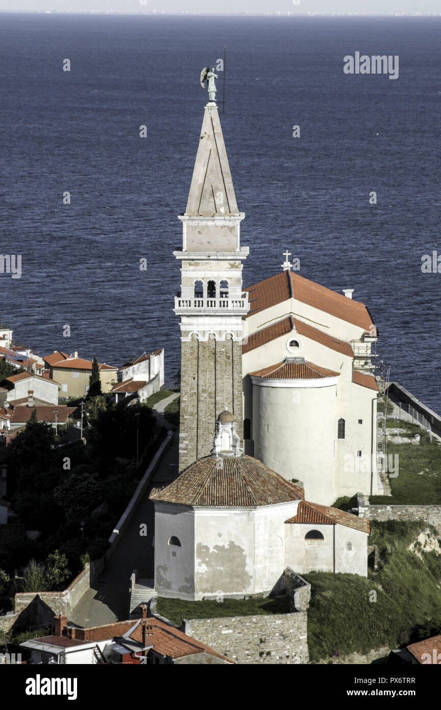 Piran, church, Slovenia, Southern Slovenia Stock Photo - Alamy