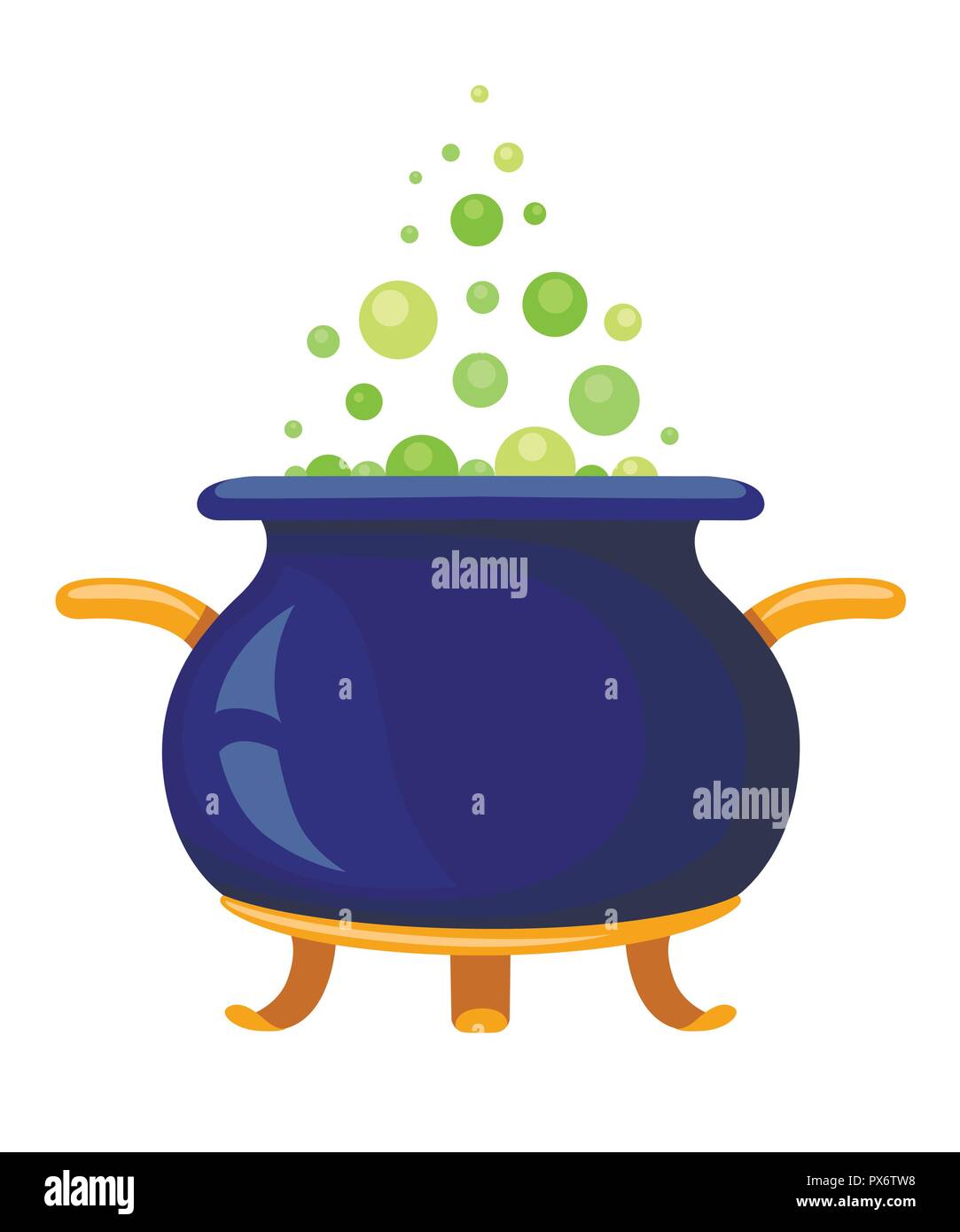 Halloween purple witch cauldron with bubbling green goo. Design element ...