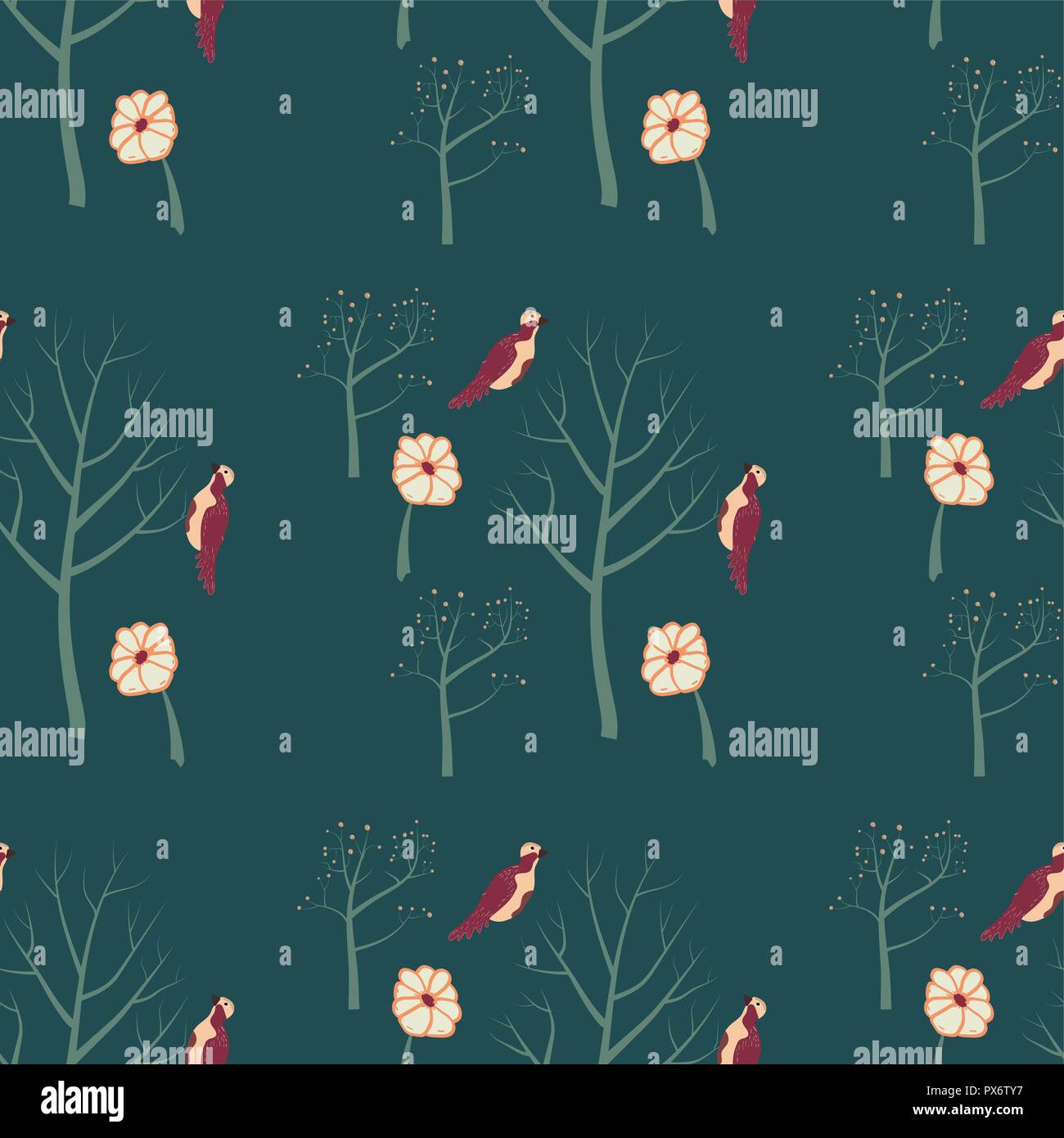 Seamless texture with flowers and birds. Seamless pattern can be used ...