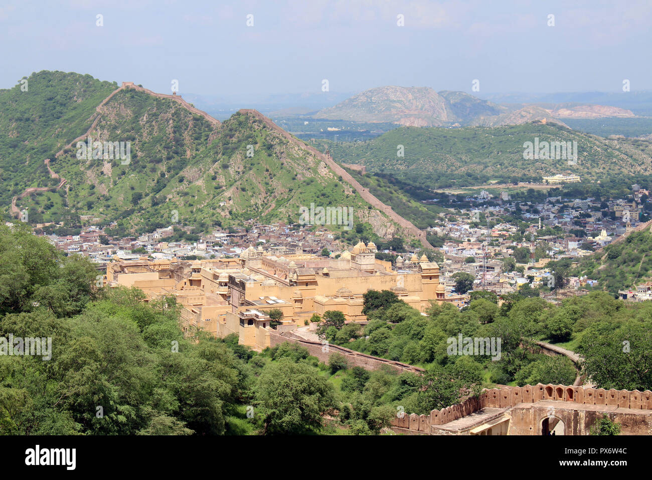 The Jaigarh Fort overlooking Amer Fort and the town in Jaipur. Taken in ...