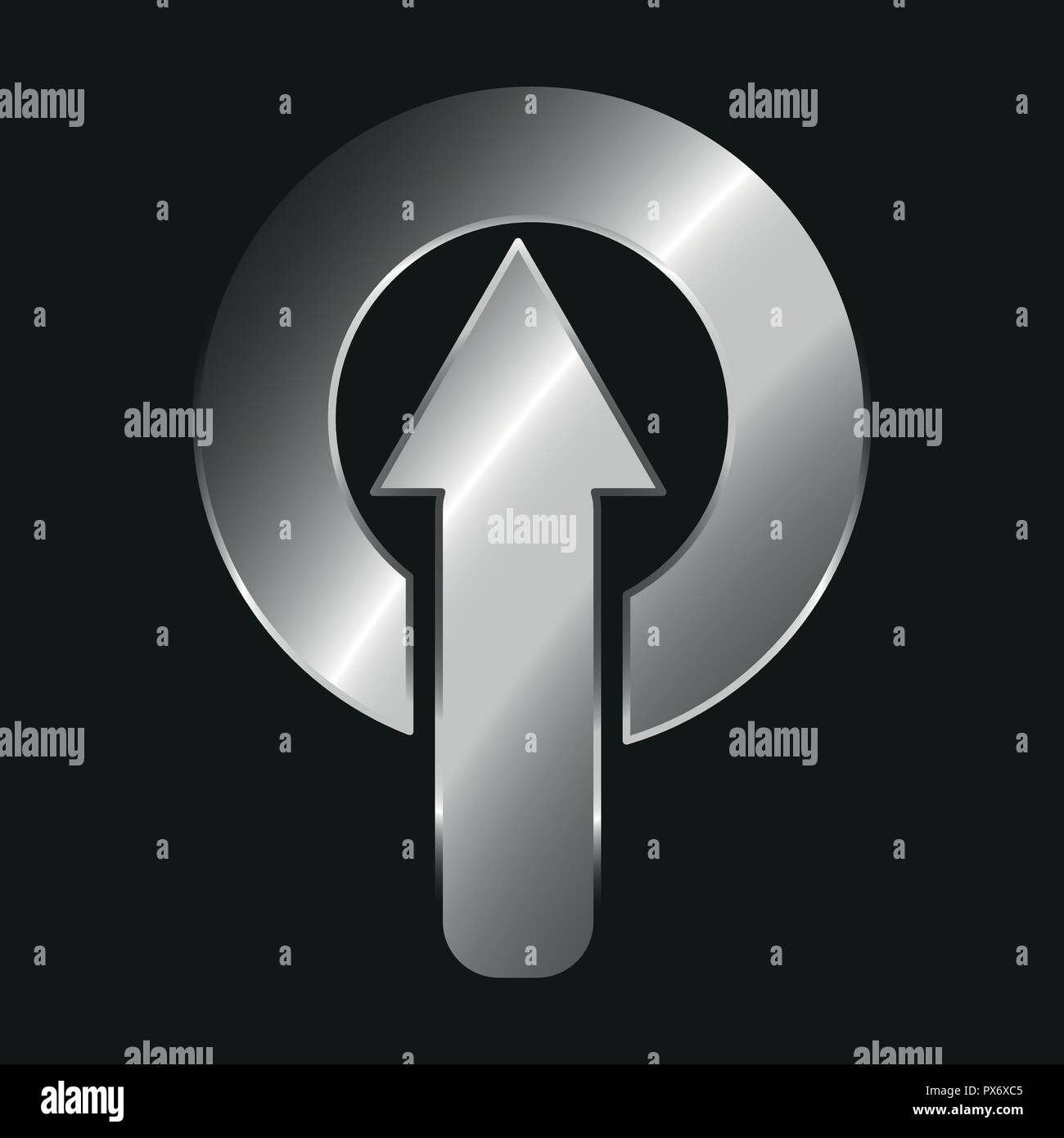 Icon metallic arrow entering in a metallic circle - Vector Stock Vector ...