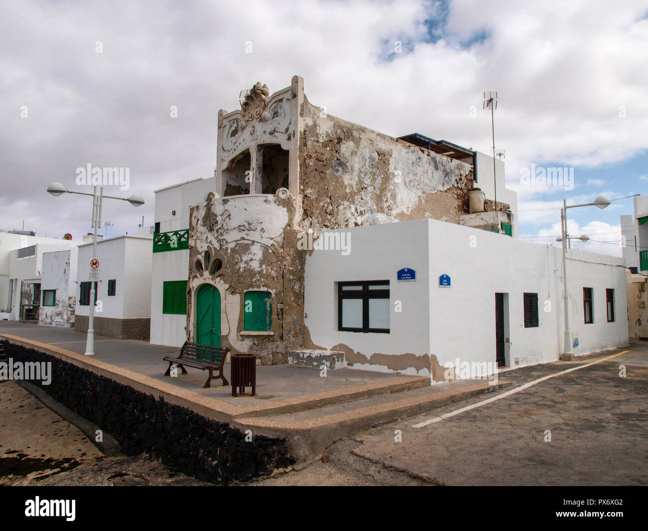 Caleta de famara beach sand building hi-res stock photography and ...