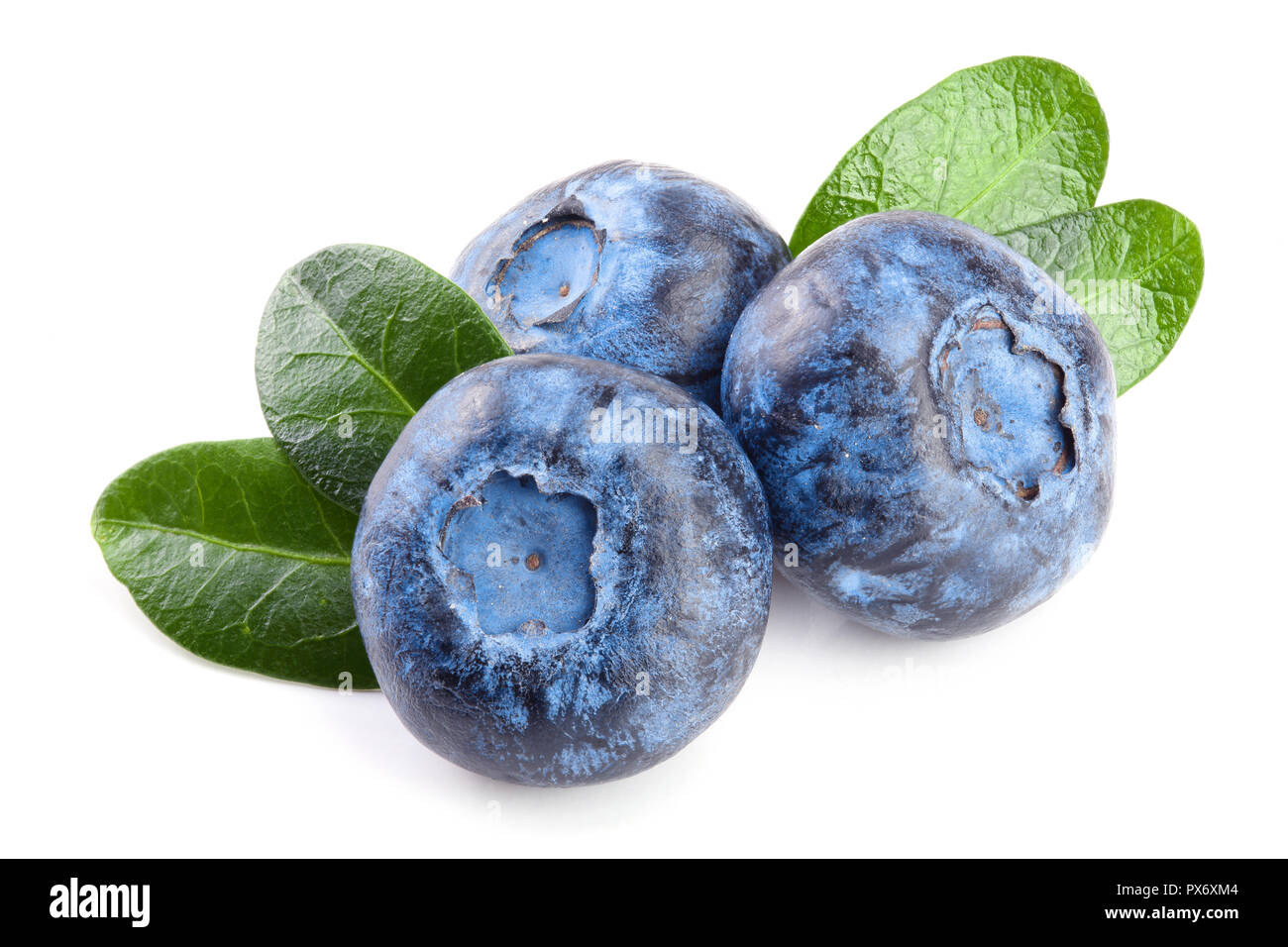 fresh blueberry with leaf isolated on white background Stock Photo - Alamy