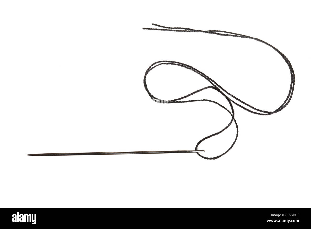 Sewing needle with black thread, isolated on white background Stock ...