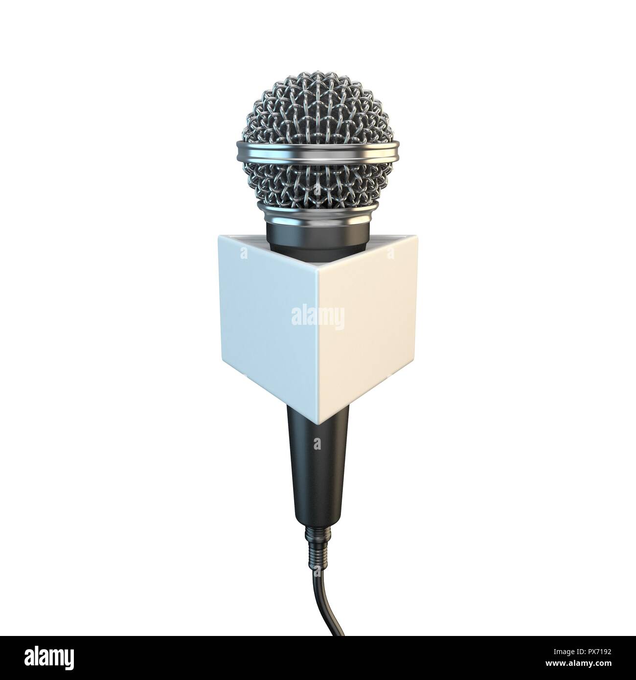 Classic microphone 3D render illustration isolated on white background ...