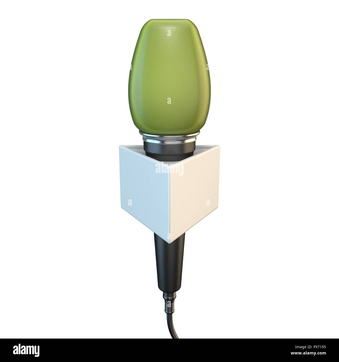 Green microphone 3D render illustration isolated on white background ...