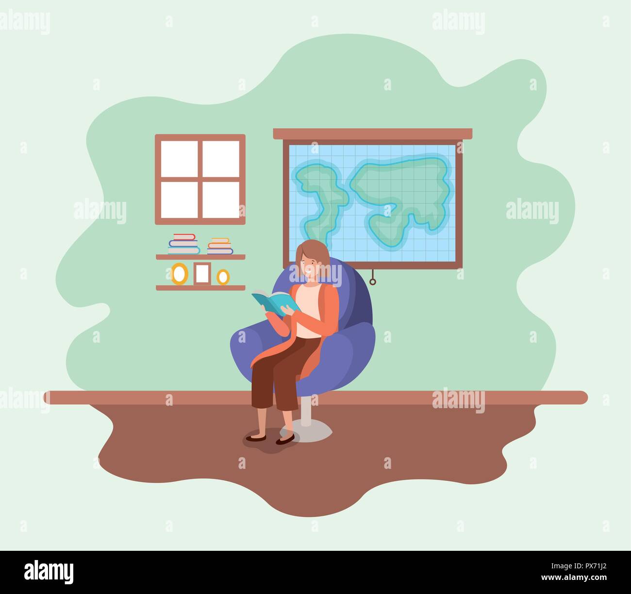Student in class reading Stock Vector Images - Alamy