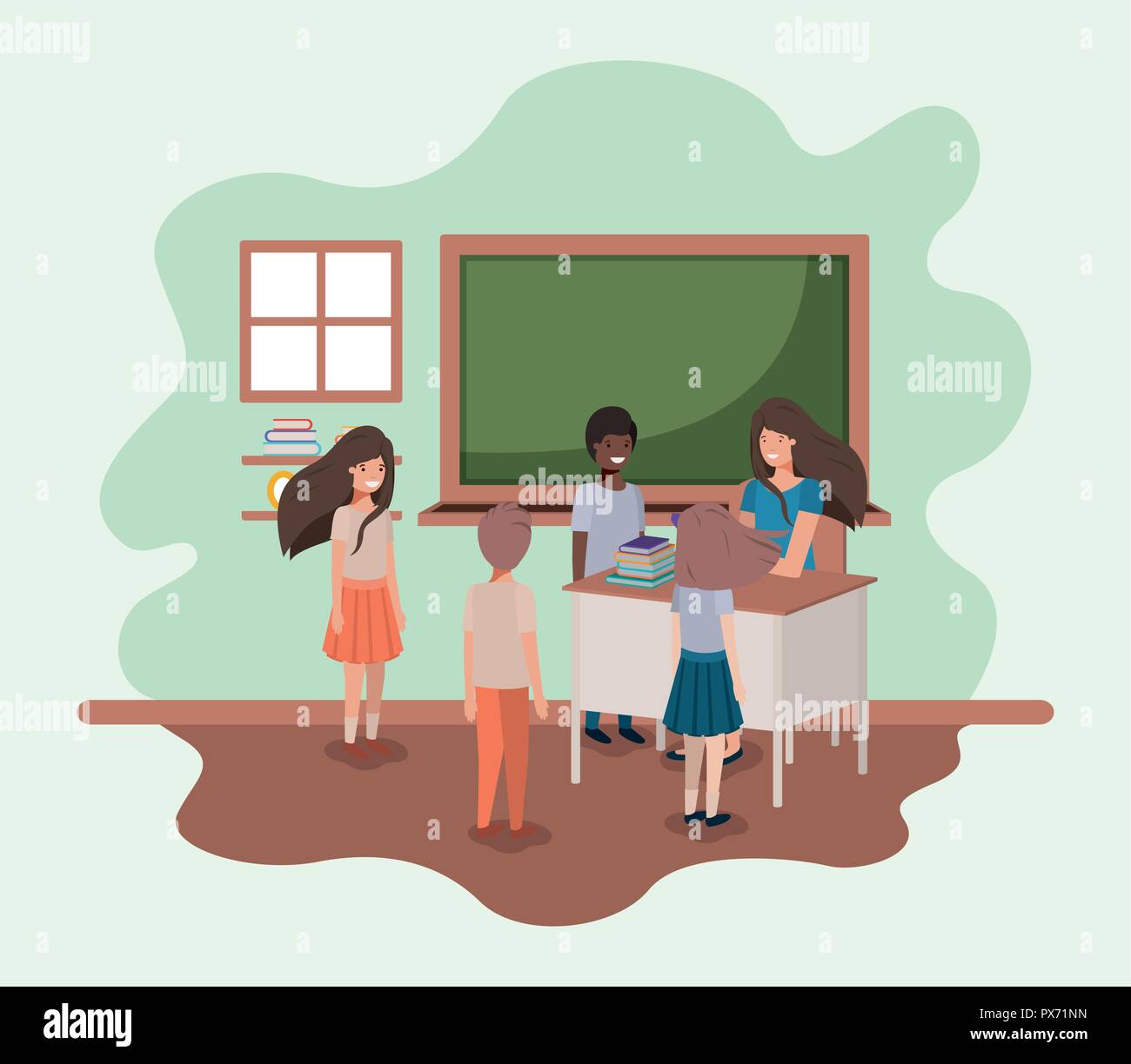 female teacher in the classroom with students Stock Vector Image & Art ...