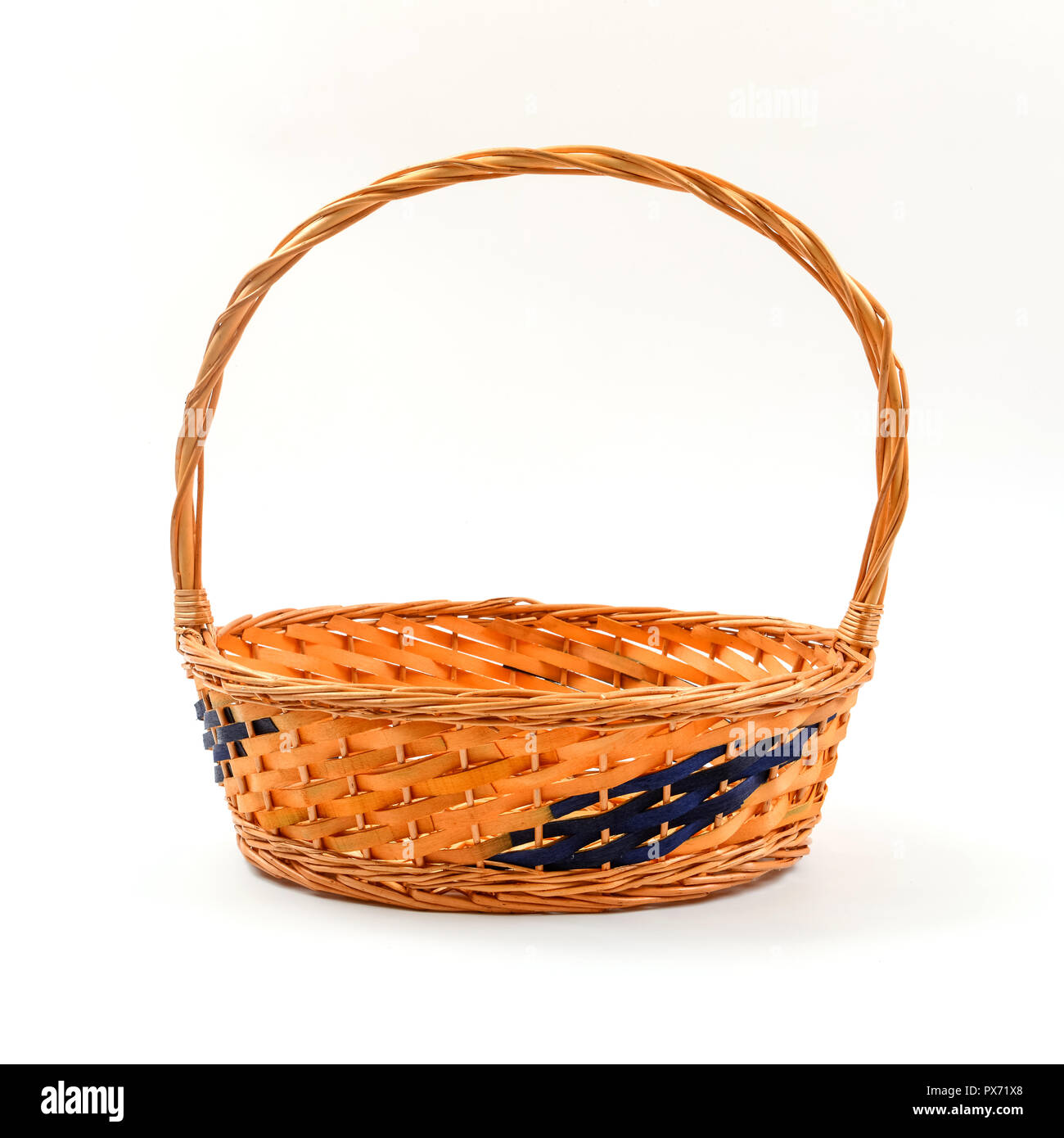 Empty wicker basket isolated on white background Stock Photo - Alamy