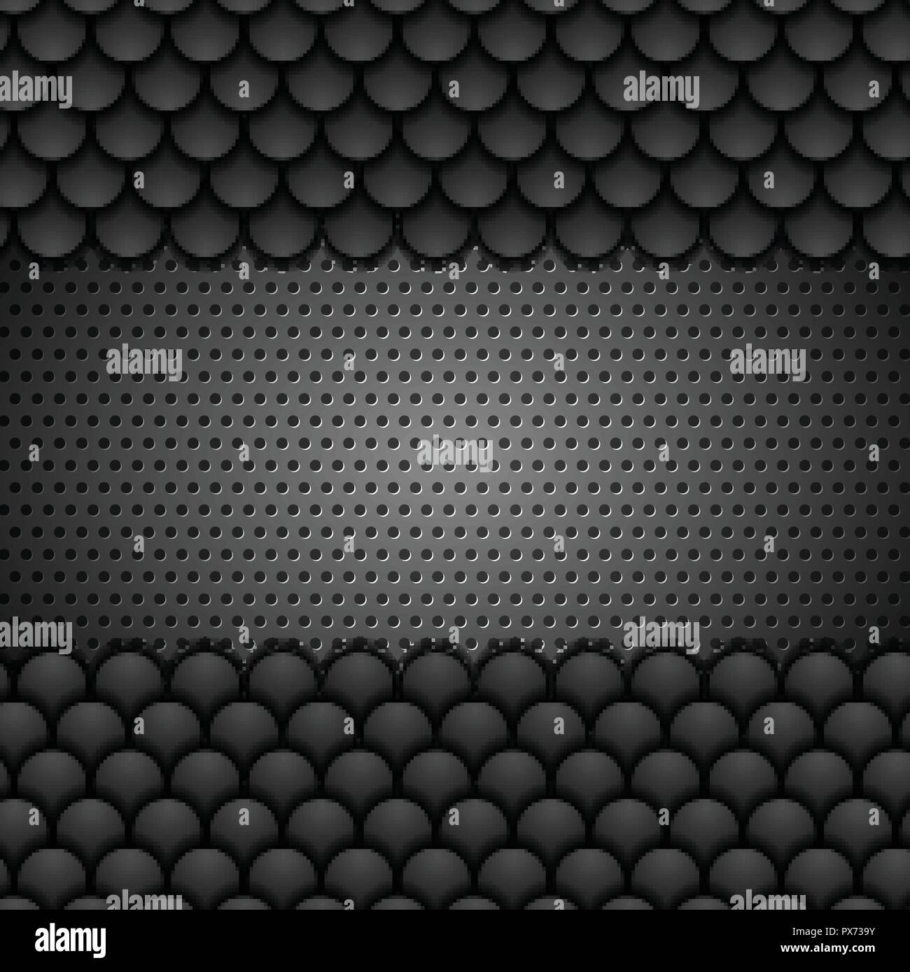 Black metallic perforated monochrome texture background. Vector design ...
