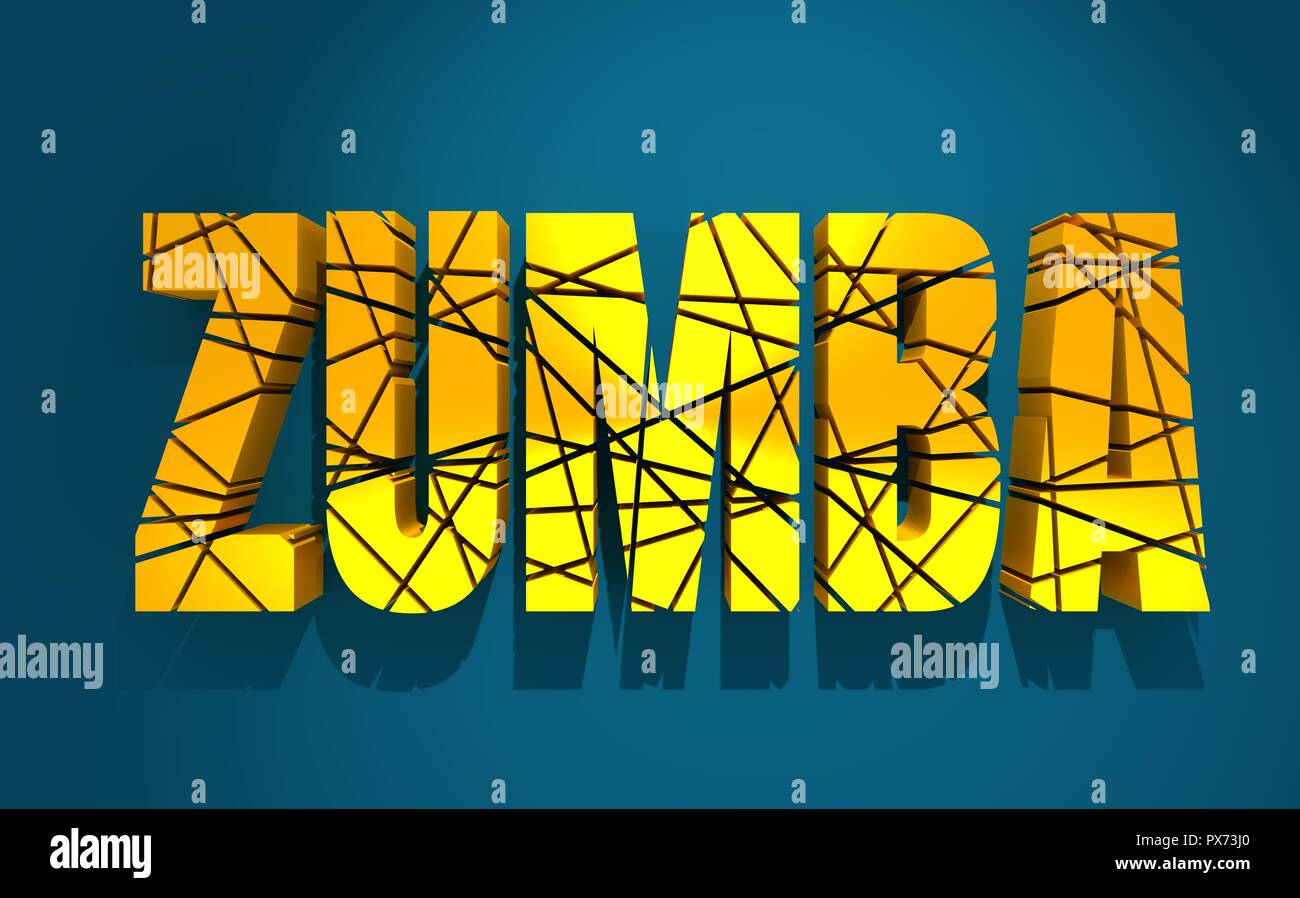 Lettering Zumba dance studio. Golden word. 3D rendering Stock Photo - Alamy