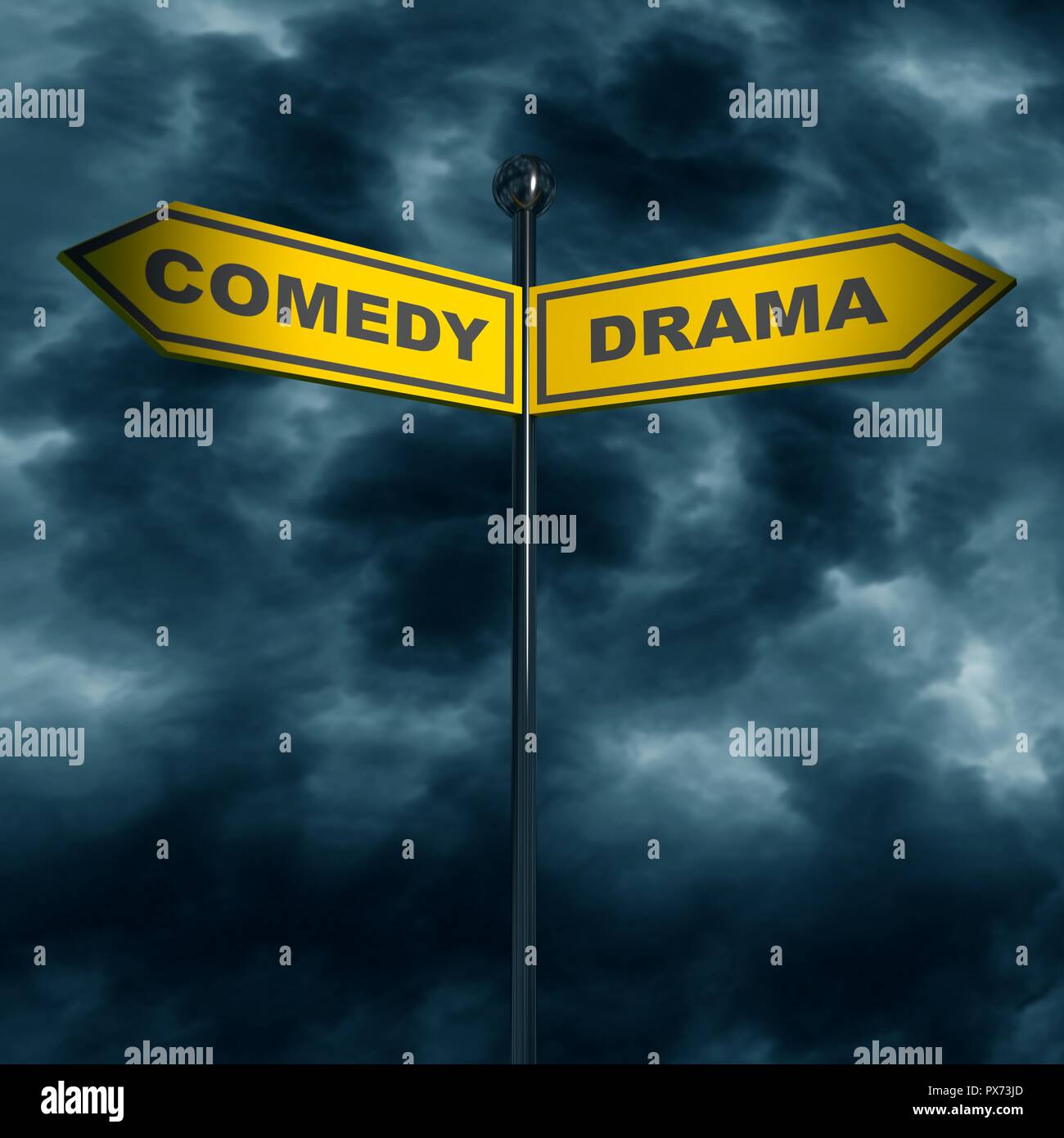 Road signs with Drama and Comedy text pointing in opposite directions ...