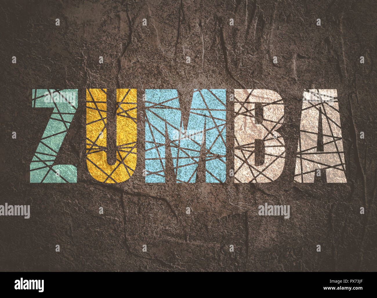 Lettering Zumba dance studio. Multicolor sliced word Stock Photo - Alamy