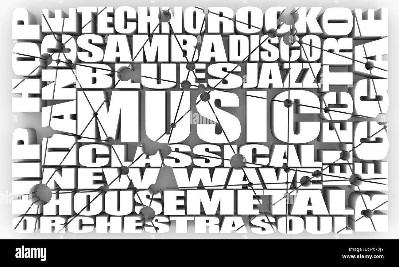 Rock music styles tag cloud hi-res stock photography and images - Alamy