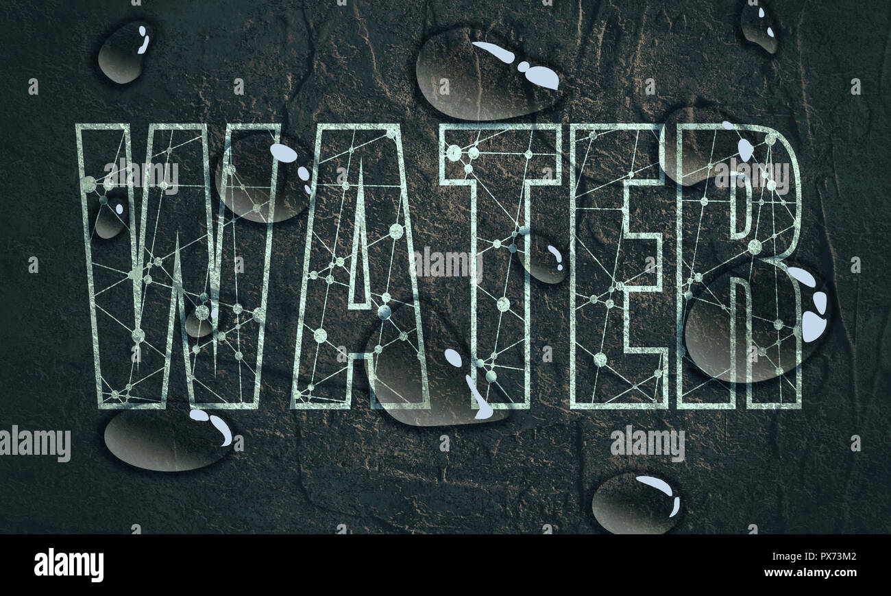 Transparent water drops on dark blue background. Concrete Wall Textured ...