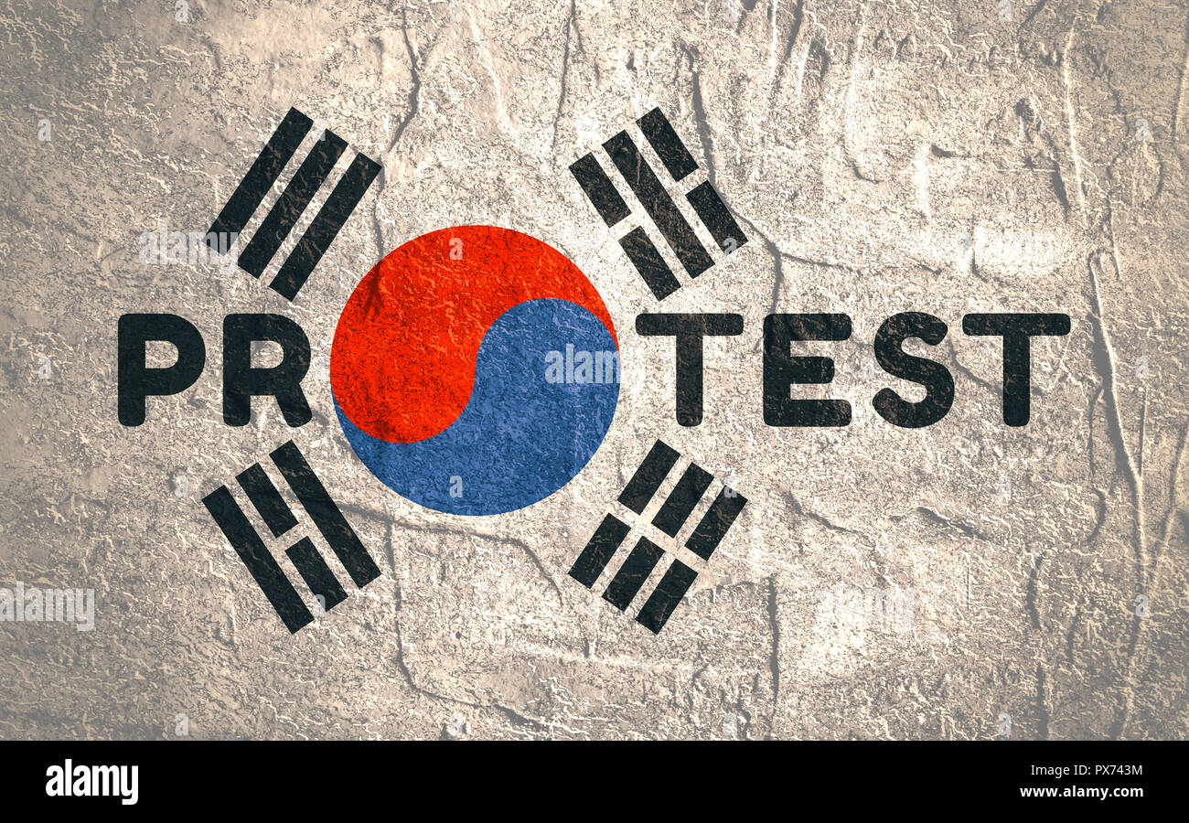 Protest word. Illustration relative to Korean politic crisis. National ...