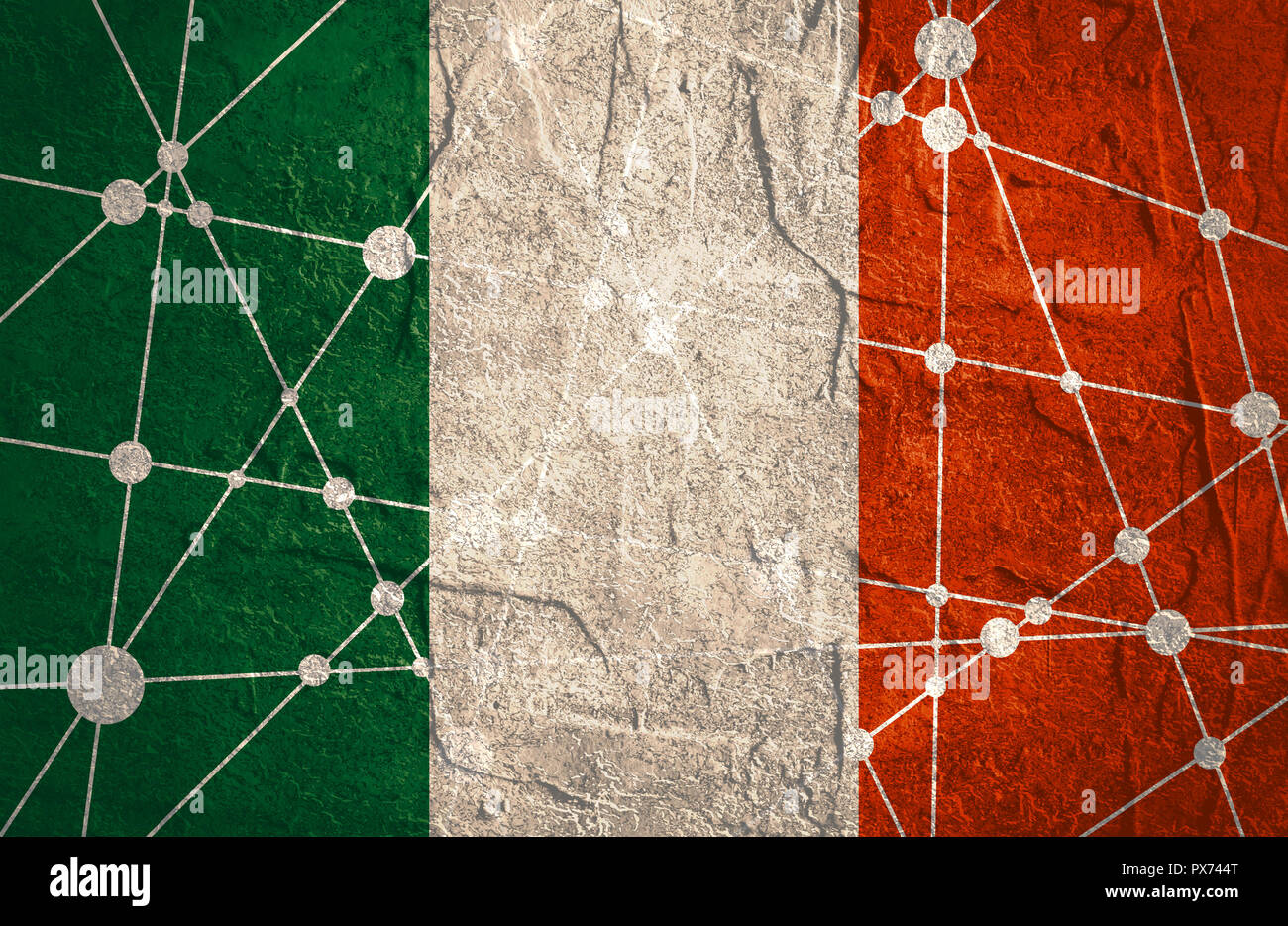 Flag of the Italy. Low poly concept triangular style. Molecule And ...