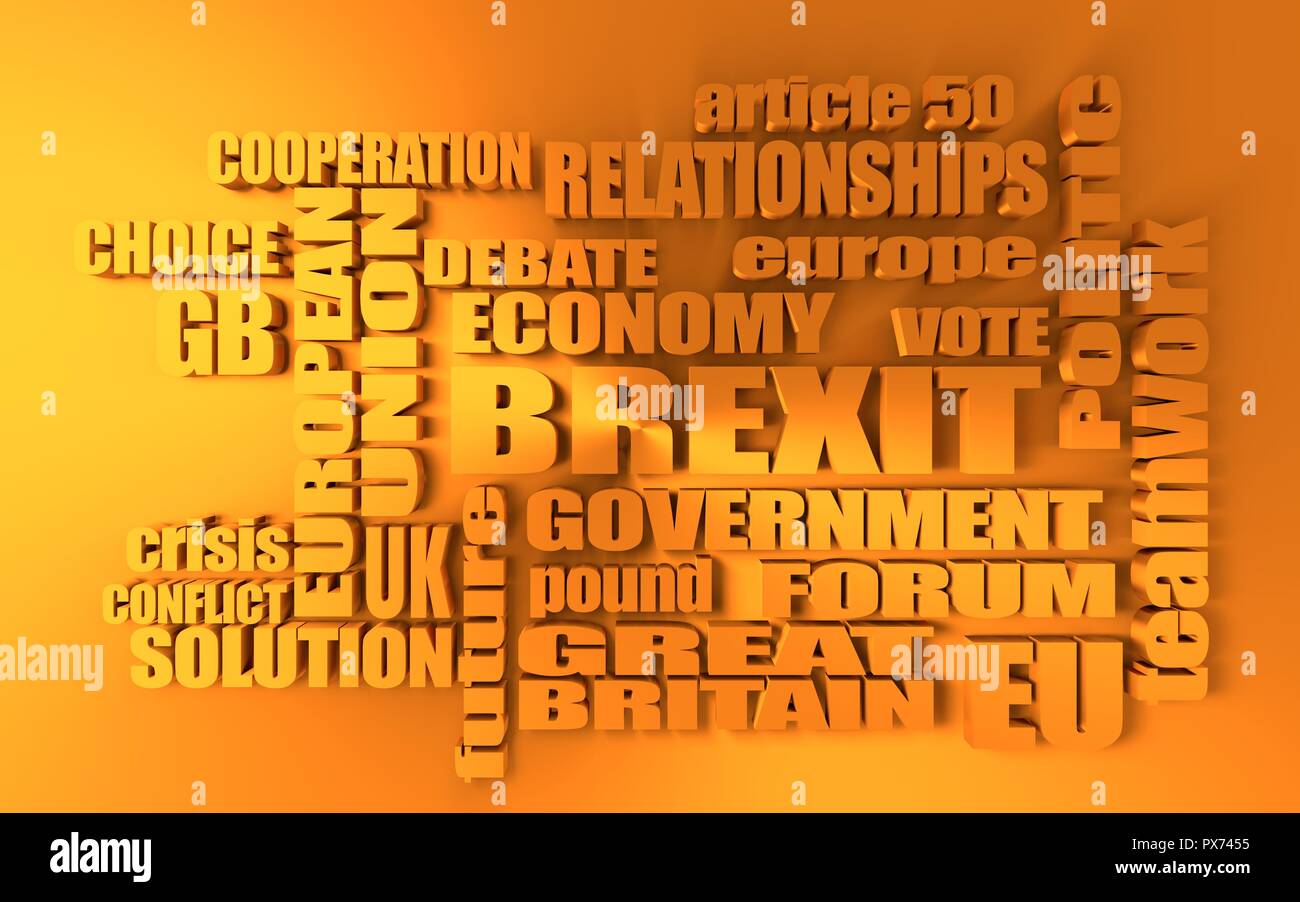 United Kingdom exit from Europe relative words cloud. Brexit named ...