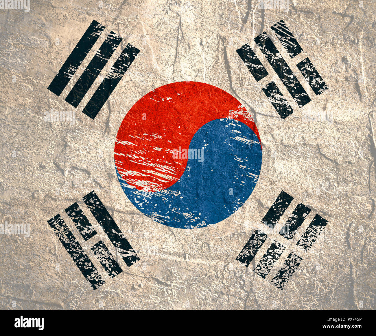 A scratched flag of South Korea with grunge texture Stock Photo - Alamy