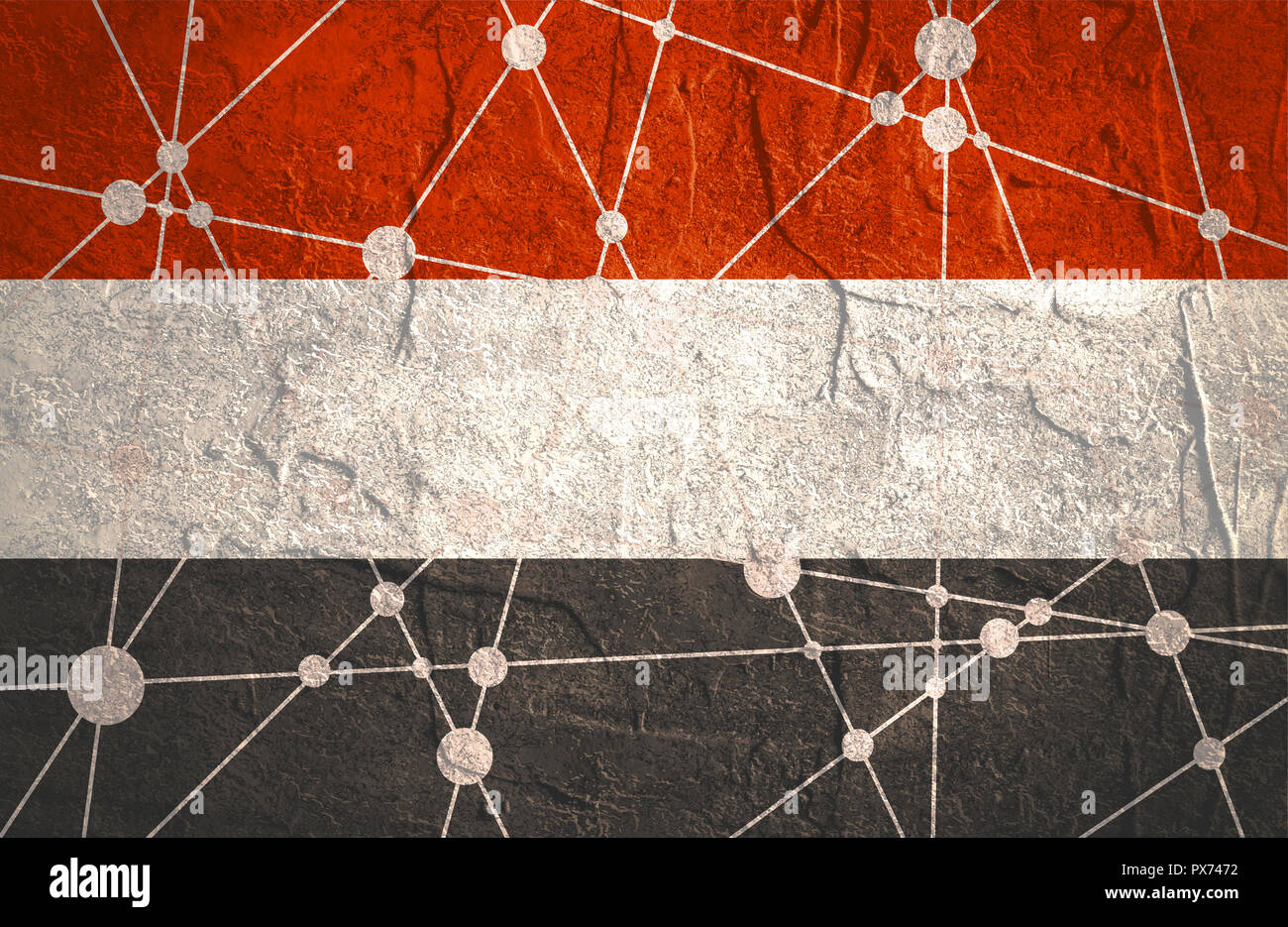 Flag of the Yemen. Low poly concept triangular style. Molecule And ...
