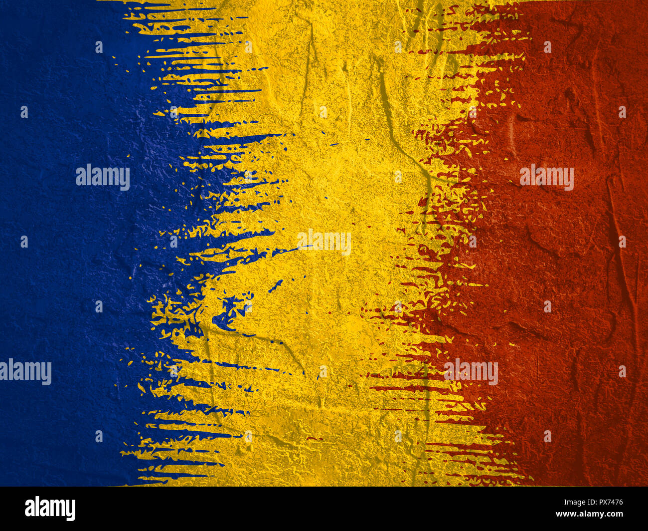 Romania flag design concept. Flag textured by grungy wood pattern ...