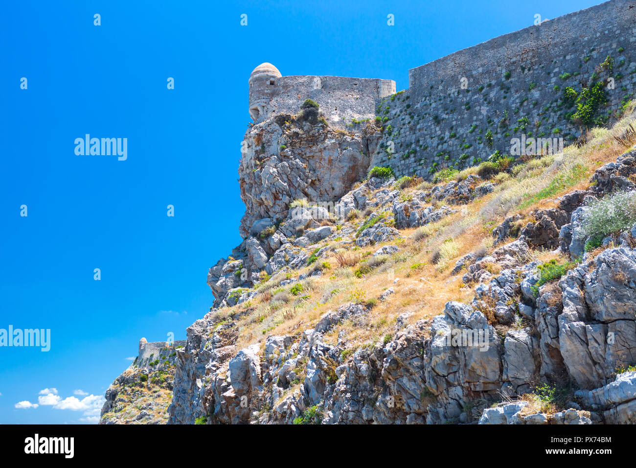 The venetian fortress of Fortezza on the hill at the old town of ...