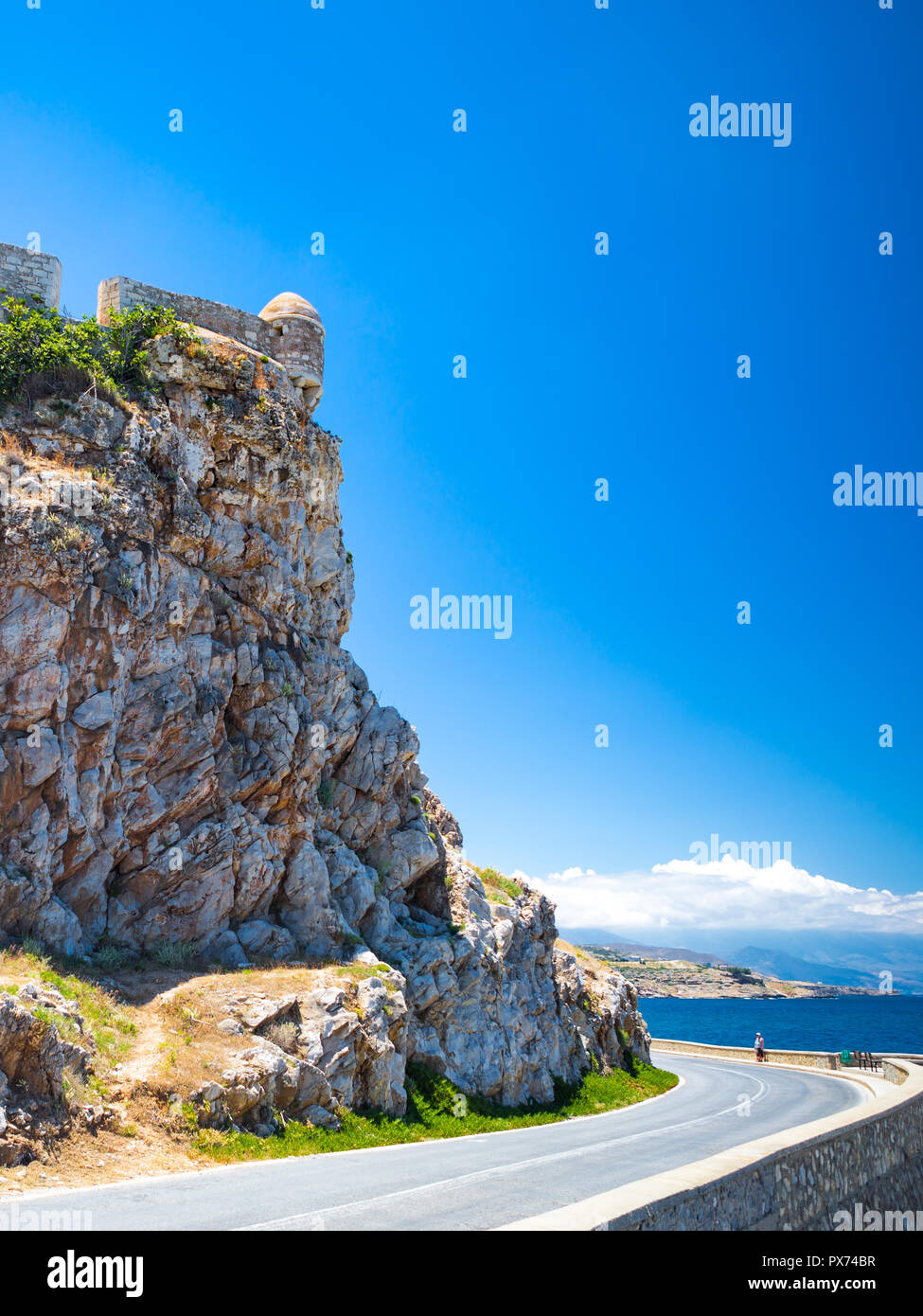 The venetian fortress of Fortezza on the hill at the old town of ...