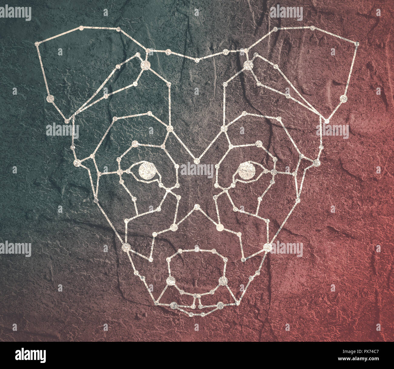 Symmetrical illustration of dog. Made in low poly triangular style ...