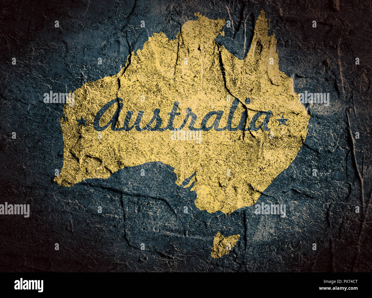 simple australia concrete wall textured map Stock Photo - Alamy