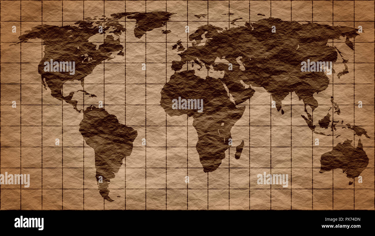 crumpled paper textured world map Stock Photo - Alamy