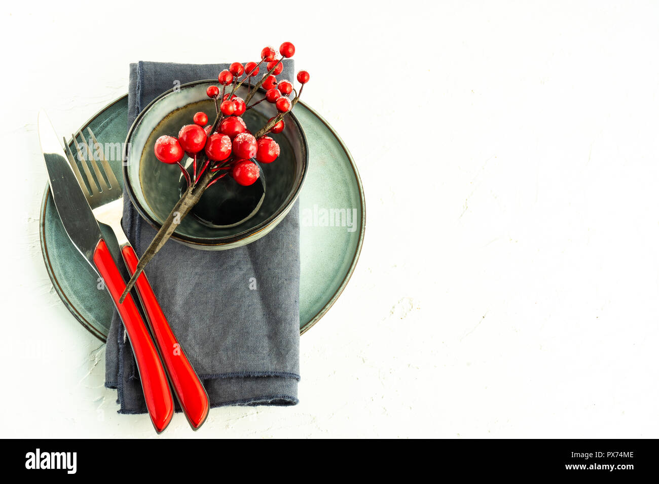 Christmas food table setting Cut Out Stock Images & Pictures - Alamy