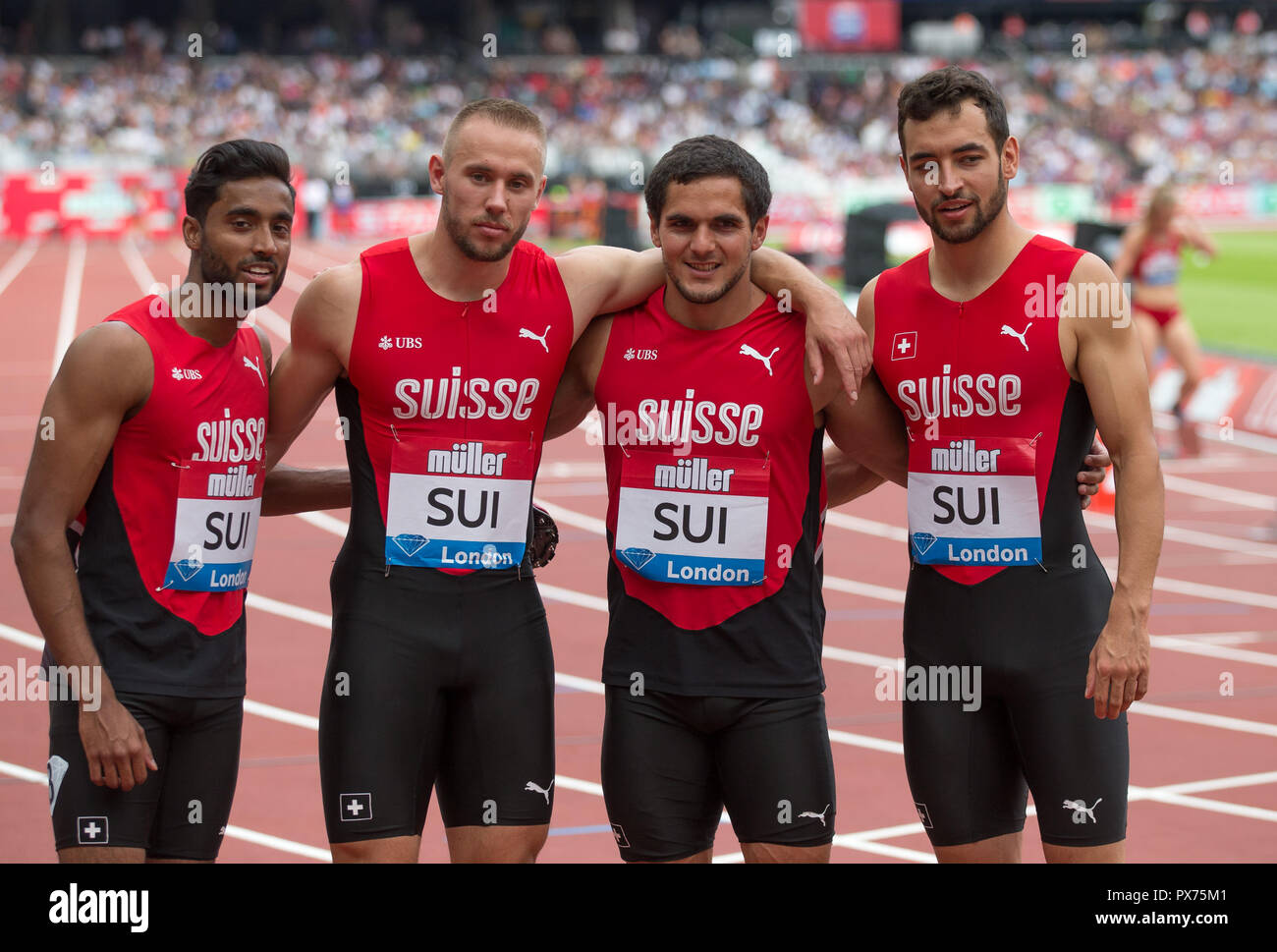The Switzerland 4x100m Relay Mens team (Pascal Mancini, Silvan Wicki ...