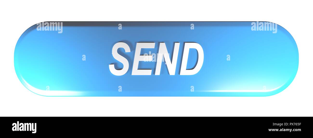 Blue rounded rectangle push button SEND - 3D rendering Stock Photo - Alamy